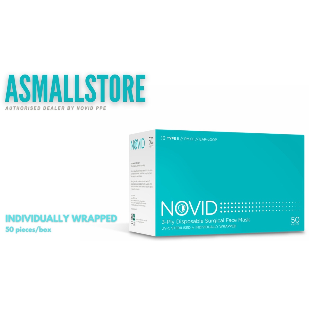 NOVID 3-Ply Disposable Surgical Face Mask [Individually Packed: 50pcs ...
