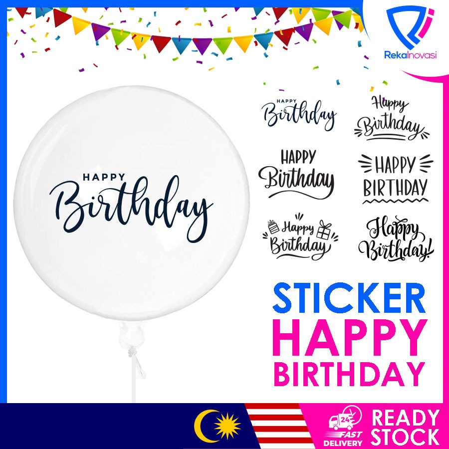 Sticker Balloon HAPPY BIRTHDAY for Aqua Bobo Bubble Balloon Belon ...