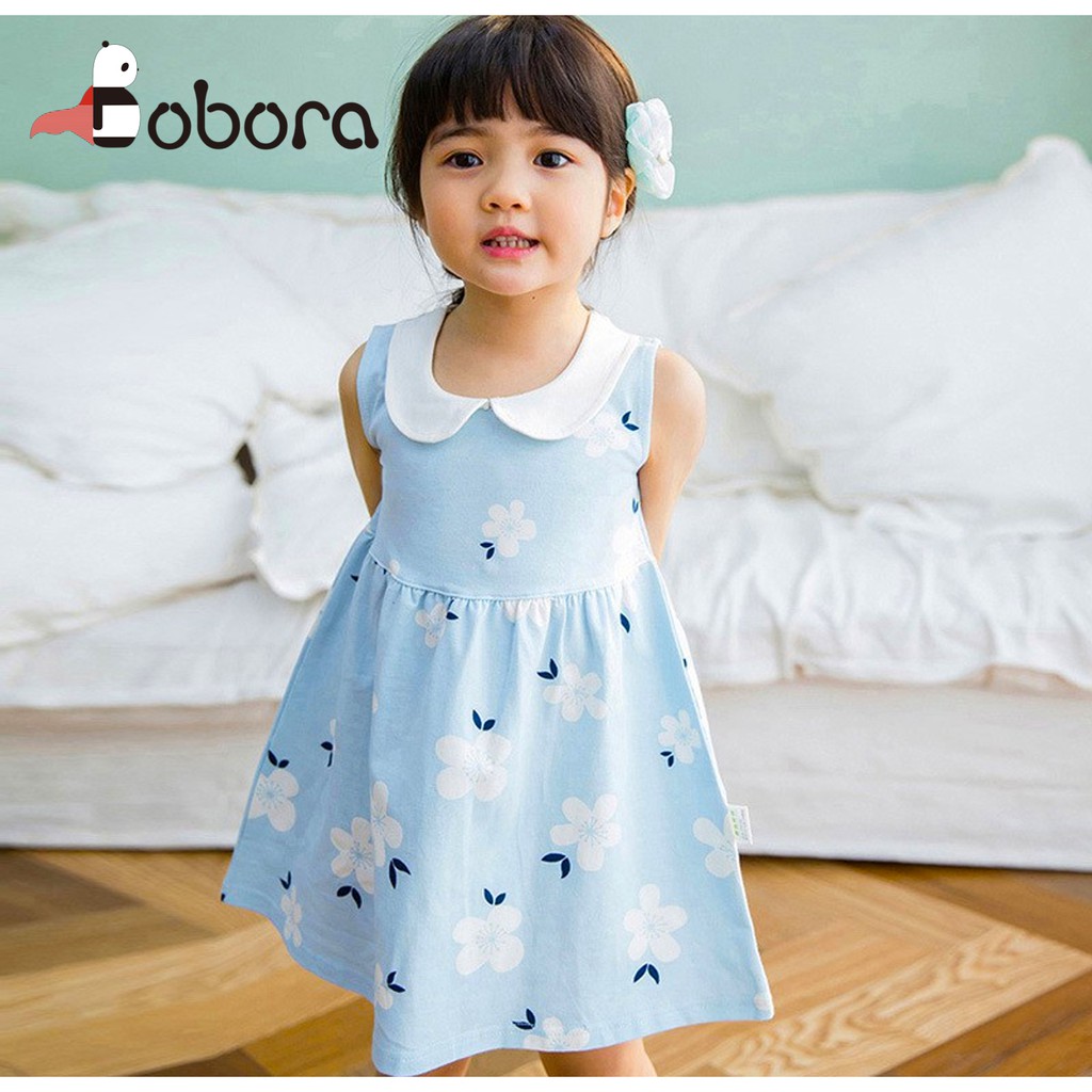 BOBORA Lovely Girls Sleeveless Dress Kids Cute Bow Design Baby Clothing ...