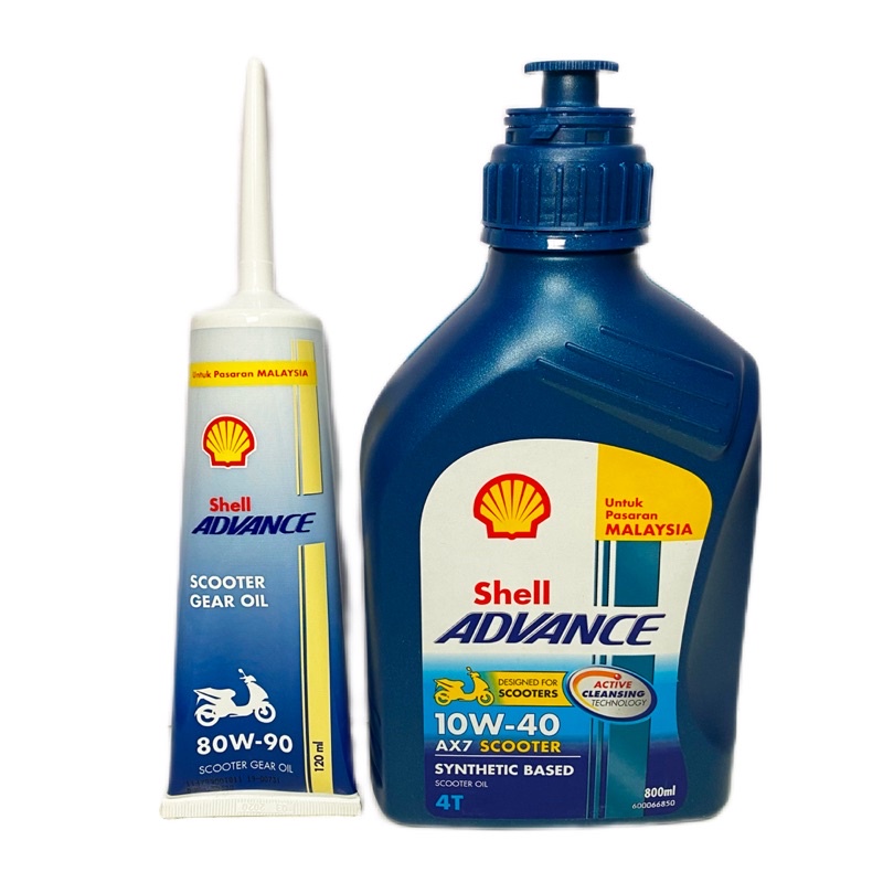 Shell Scooter 4T AX7 10W40 800ml Gear OIL 80W90 120ml Shell Advance ...