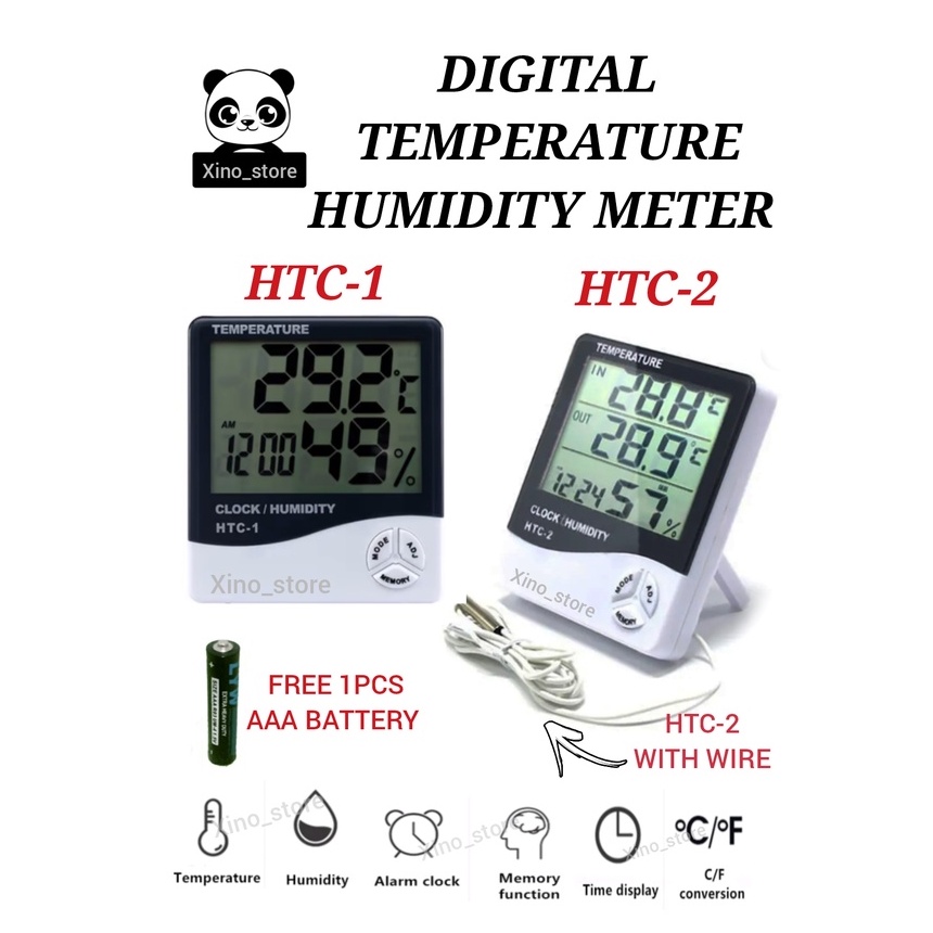 Digital Thermometer Electronic Clock HTC-1 HTC-2 LCD Digital Temperature Humidity Meter Indoor ...
