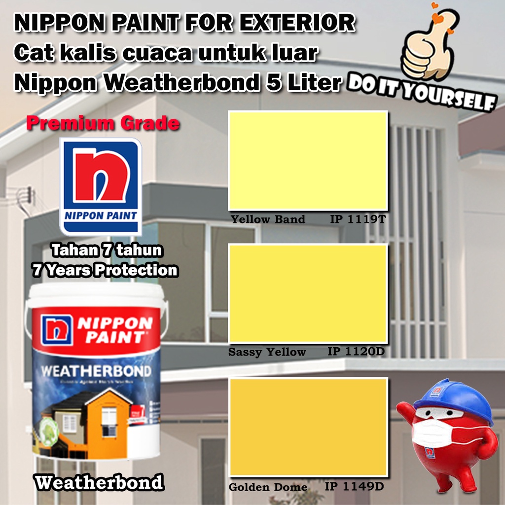 Nippon Paint Weatherbond Exterior collection 5 Liter Yellow Band 1119T ...