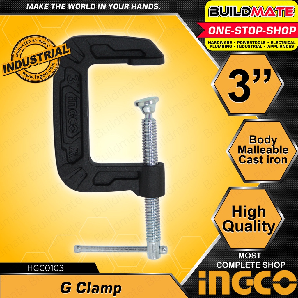 BUILDMATE Ingco G Clamp 3" Cast Iron Wood Metal Holder Wood Working ...