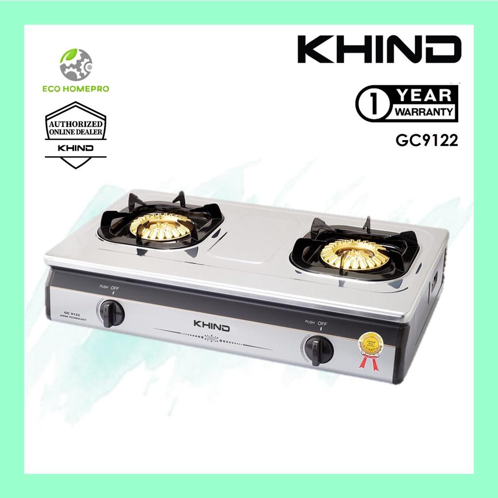 Khind GC9122 Gas Cooker 2 Burner Gas Stove Table Top Cyclone Brass ...