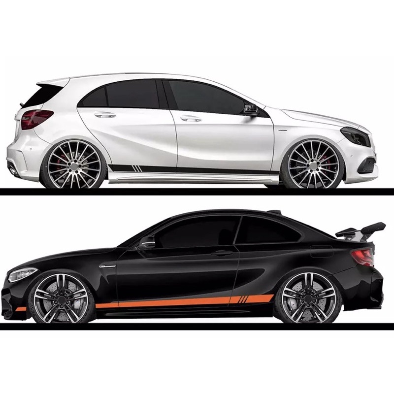 [Ready Stock]S259# 2pcs Car Side Body Vinyl Decal Sticker Long Stripe ...