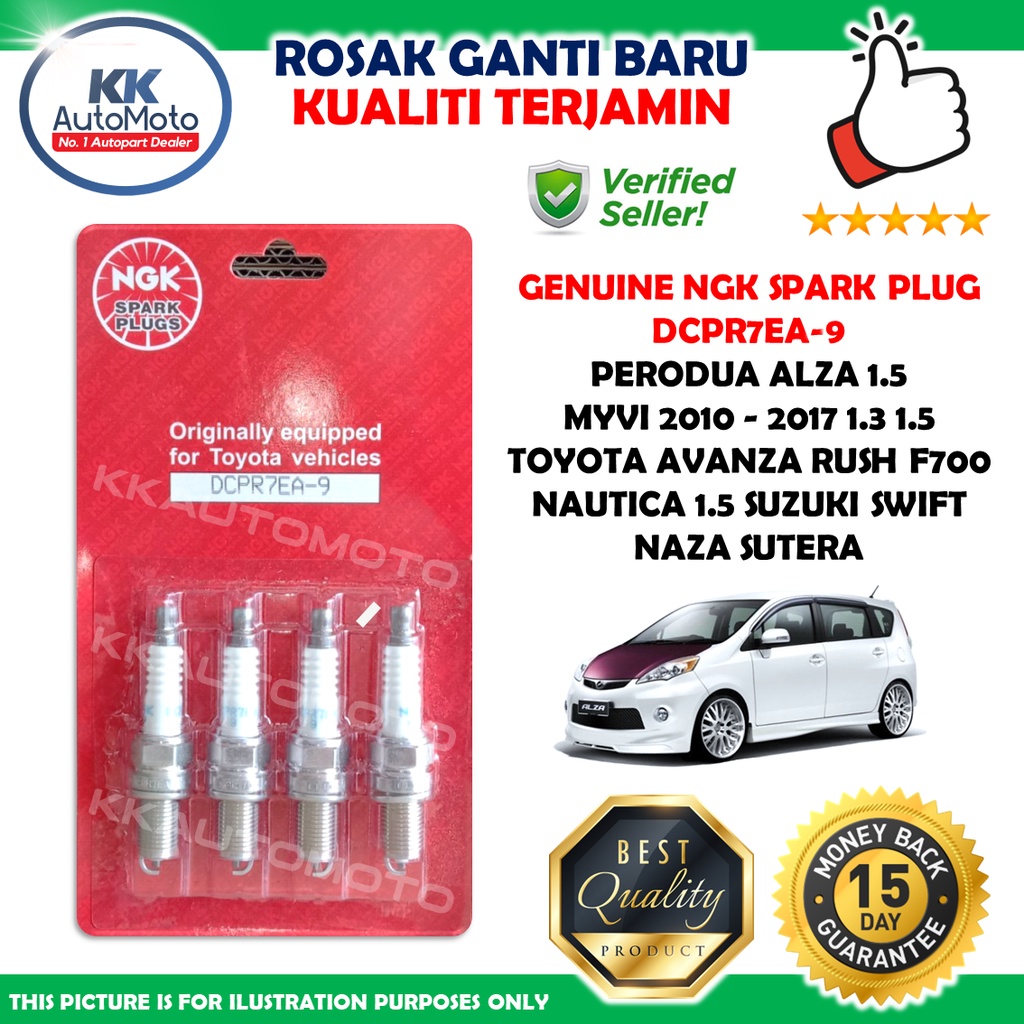 4 Biji DCPR7EA-9 Genuine NGK Spark Plug Perodua Myvi 2011 - 2017 All ...