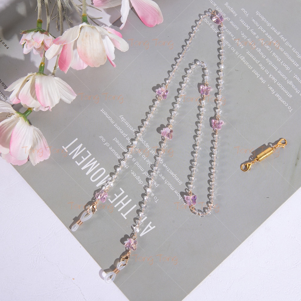 Crystal pearl mask chain/butterfly mask extender/tali mask/glasses ...