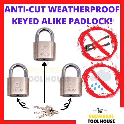 3PCS Keyed Alike Anti Cut Weatherproof Padlock | Top Security | Mangga ...
