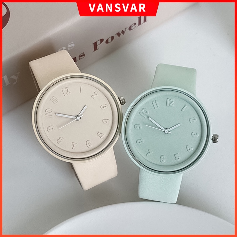 Ins Simple Women Watches Casual Leather Band Unisex Quartz Watch jam ...