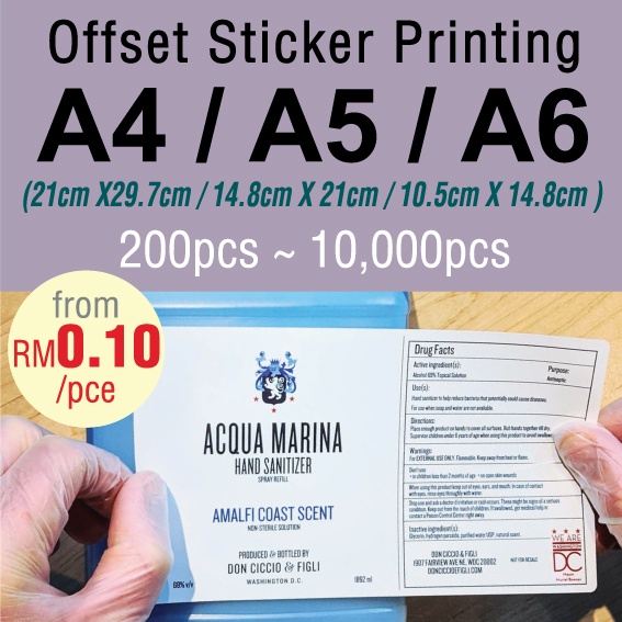 A4 / A5 / A6 Size MirrorKote Sticker Offset Printing Product Label ...