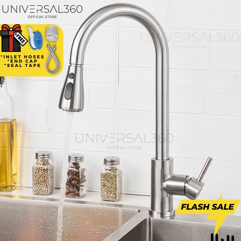 Upgraded 304 Kitchen Faucet Pull Out Mixer Tap Nickel Hot Cold Kitchen ... Upgraded 304 Kitchen Faucet Pull Out Mixer Tap Nickel Hot Cold Kitchen ...