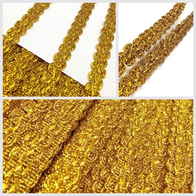 1 Meter Lace Zigzag Biku Gold 0.4” Gold Colored Lace 10mm | Shopee Malaysia