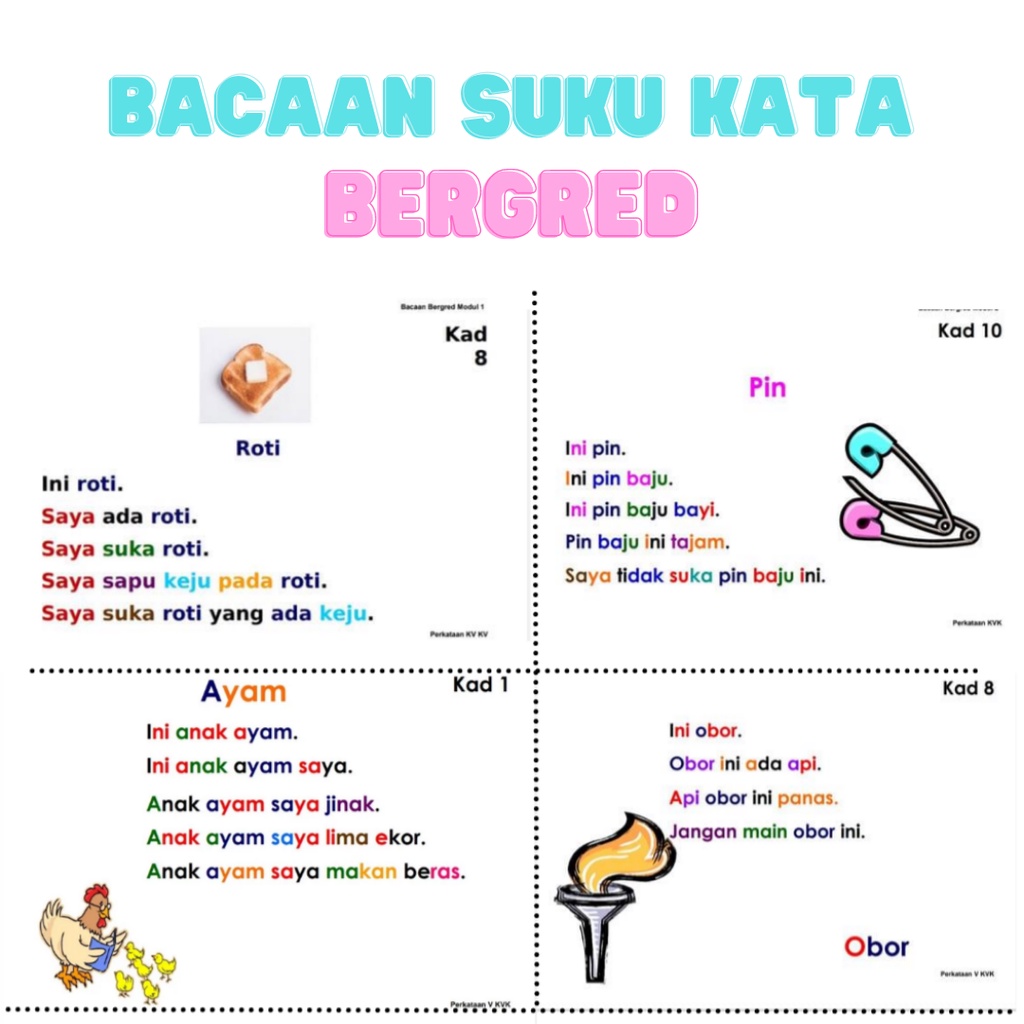 B2 Bacaan Suku Kata Bergred KVK KVKV V KVK Softcopy (PDF) Bahasa Melayu Pra Sekolah | Shopee ...