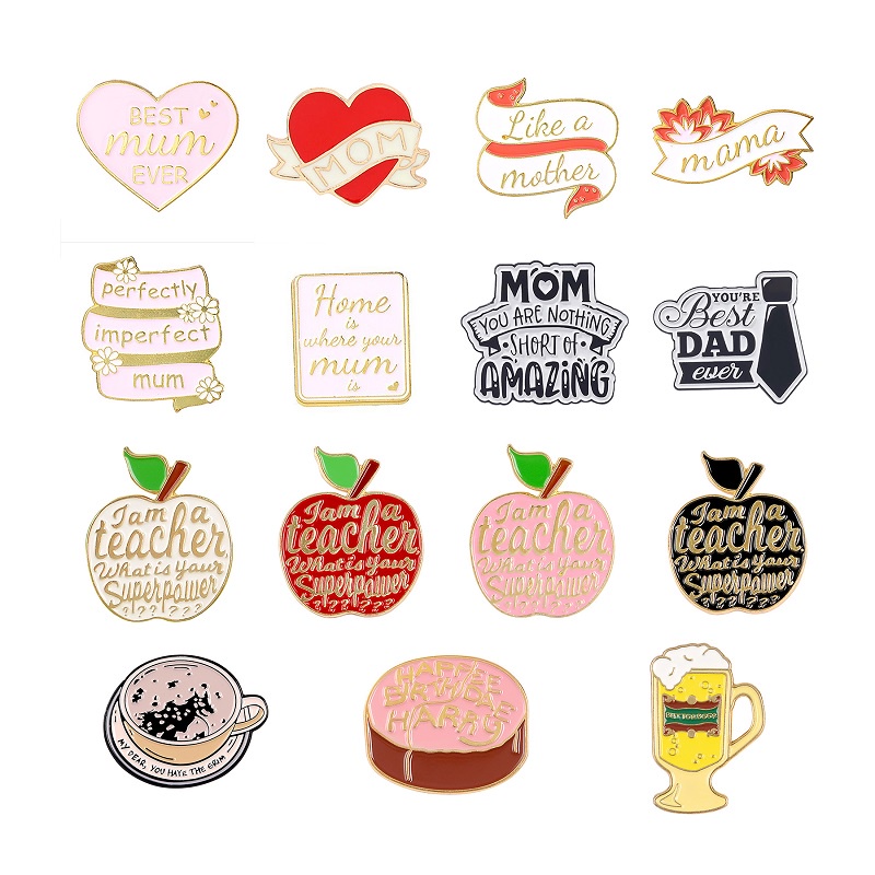 Festive Text Lapel Brooch Teacher's Day Mother's Day Father's Day ...