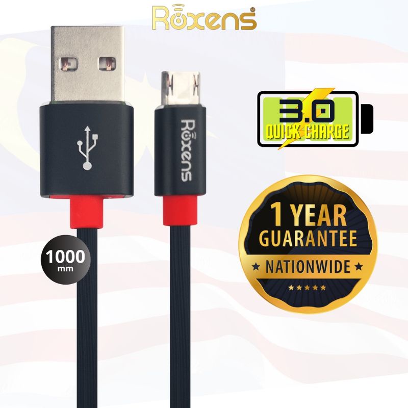 Roxens 🇲🇾【Free Shipping + 1 Year Guarantee】Micro USB Cable V8 Quick ...
