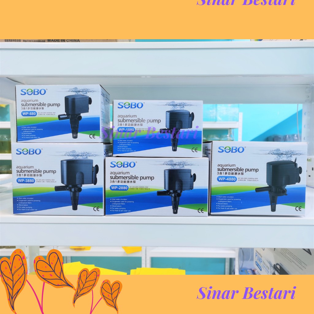 Sobo Submersible Filter Pump Aquarium 3 in 1 Water Pam Top Trickle Box ...
