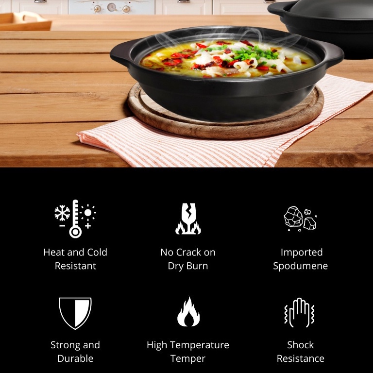 YU Online - Periuk Tanah Hitam tahan panas 800℃ / Clay Pot Heat ...