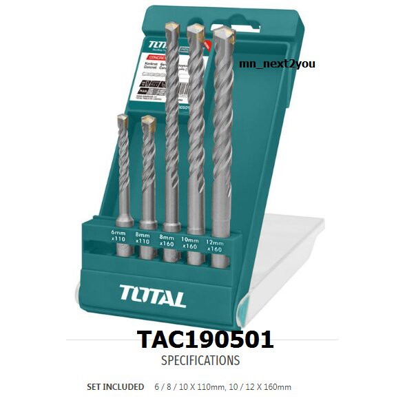 TOTAL TAC190501 SDS - PLUS HAMMER DRILLS BIT SET | Shopee Malaysia