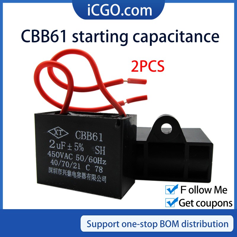 2pcs CBB61 starting capacitance AC Fan Capacitor 450V CBB Motor Run0 ...