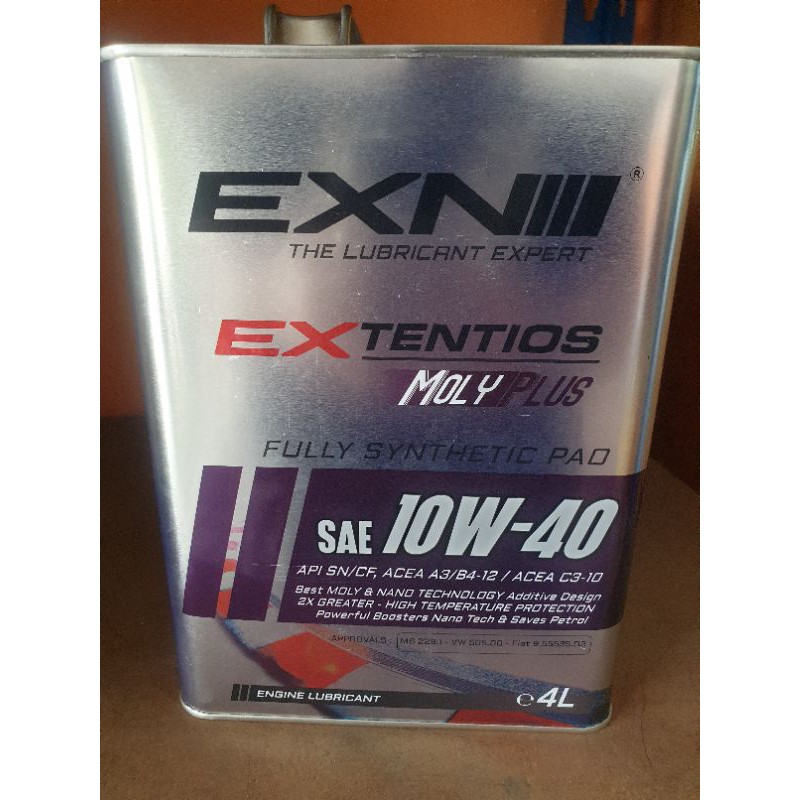 EXN Extentios SAE 10W40 – Molyplus Engine Oil 4 Litre WITH 100%PAO HIGH PERFORMANCE OIL | Shopee ...