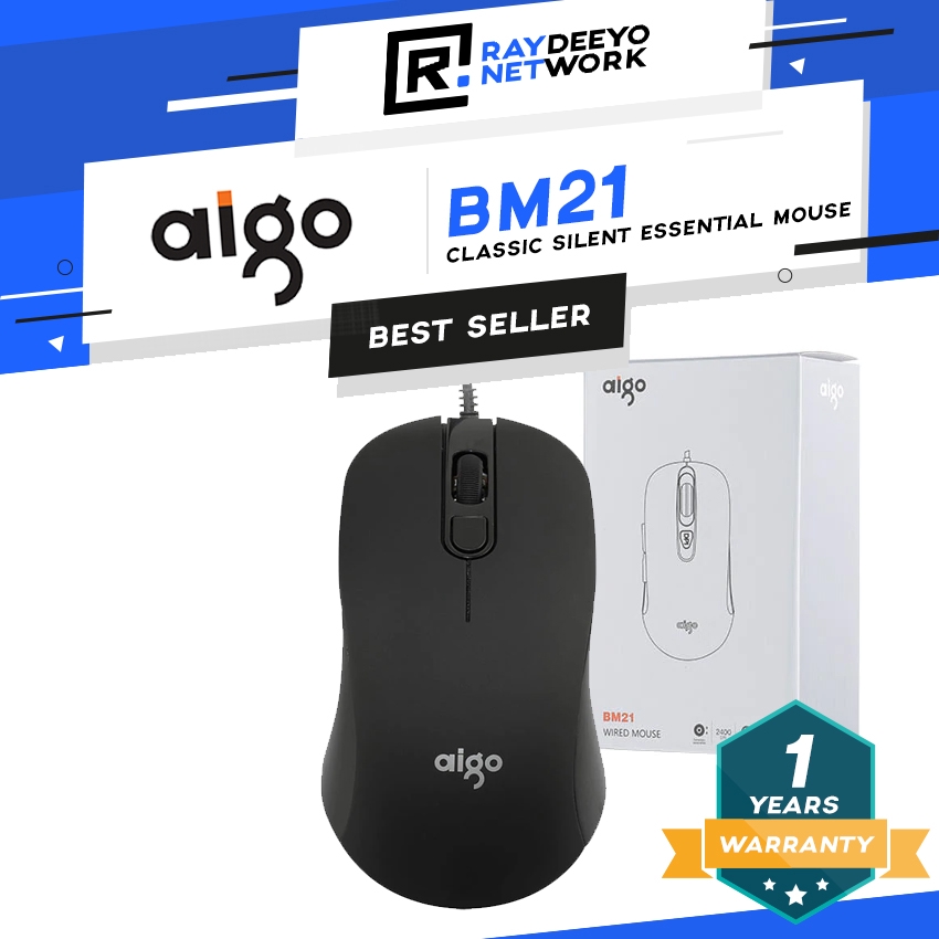 Aigo BM21 Wired Optical Silent Mouse [Ergonomic/2400 DPI/4 Buttons ...