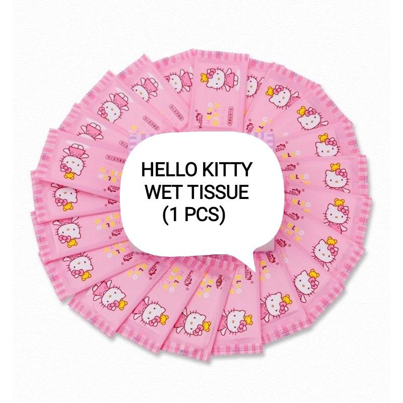 🐱HELLO KITTY POCKET WET TISSUE (NON ALCOHOL) TISU BASAH 1PCS | Shopee ...