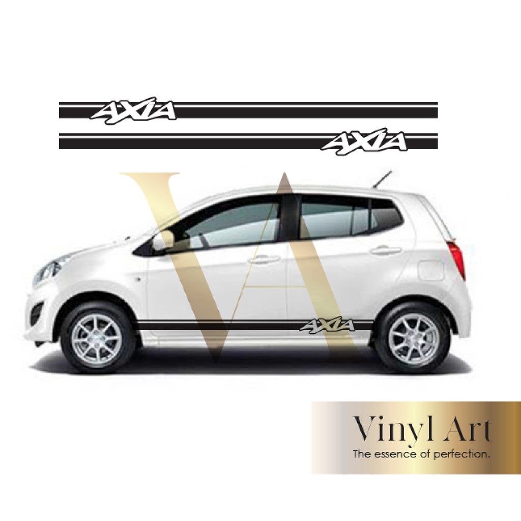 Vinyl_Art Perodua Axia Racing Stripe Both Side Sport Racing Stripe Car ...