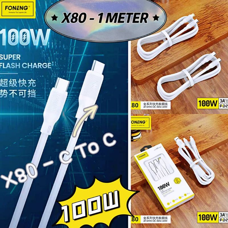 Foneng X80 ( 3A / 27w PD / 100W) Data Cable | Shopee Malaysia