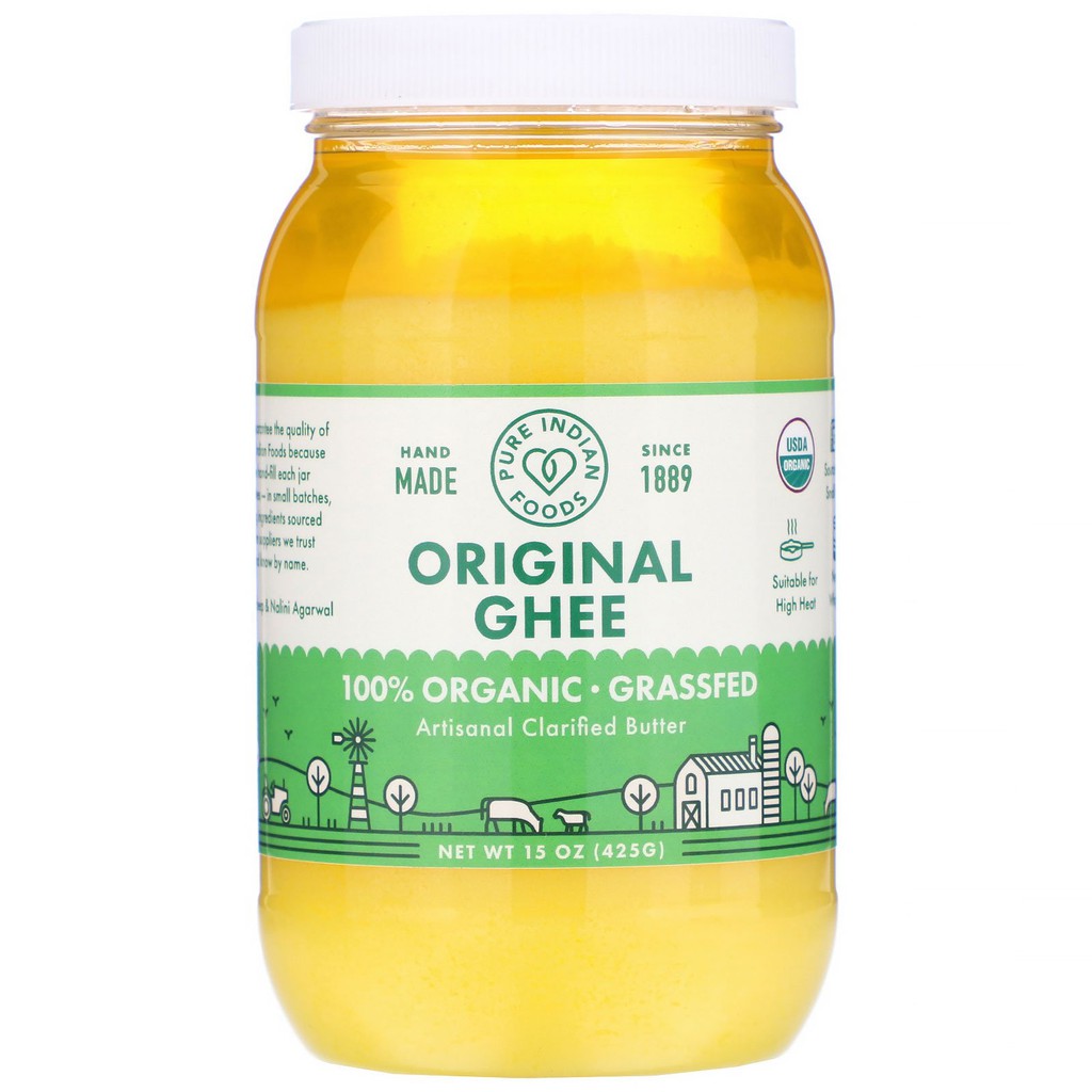 Pure Indian Foods, 100% Organic Grass-Fed Original Ghee, (425 g ...