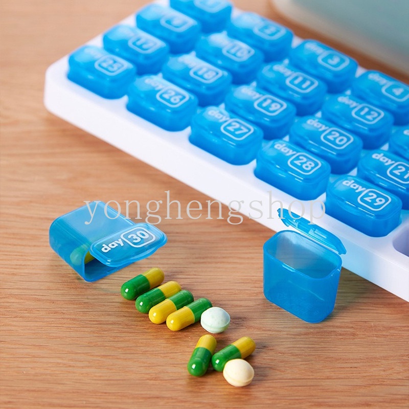 Portable Pill Box Monthly 31 Grid Detachable Medicine Boxes Creative ...