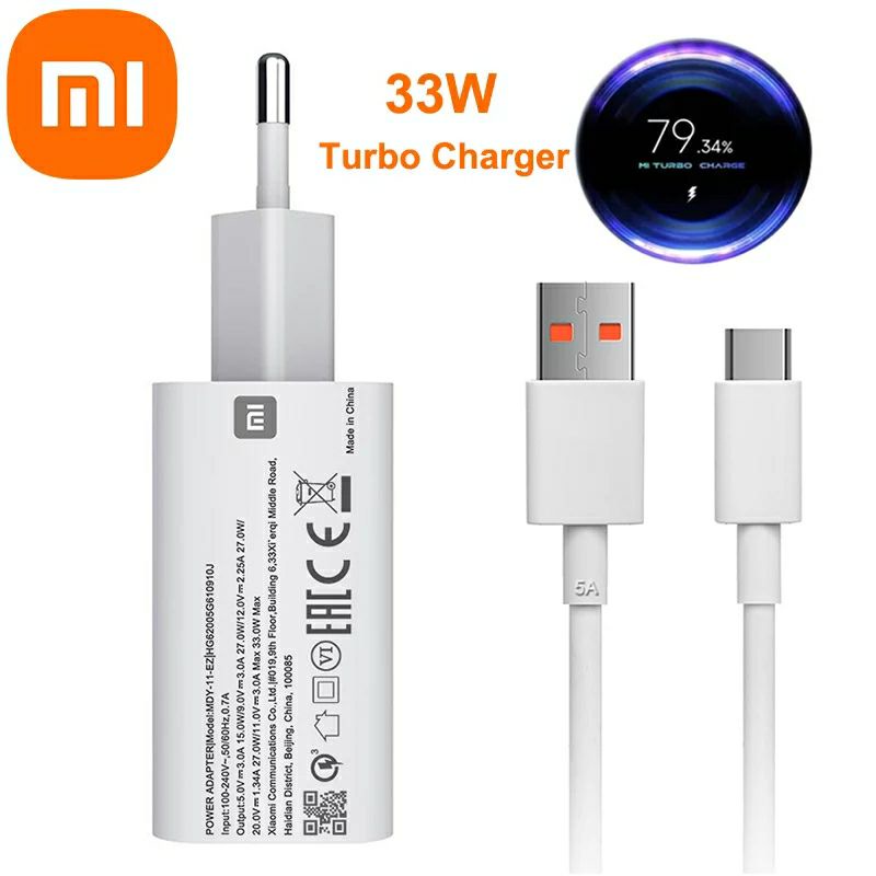 Xiaomi Redmi Note 33W Turbocharge Charger Adapter TYPE-C USB Cable For ...