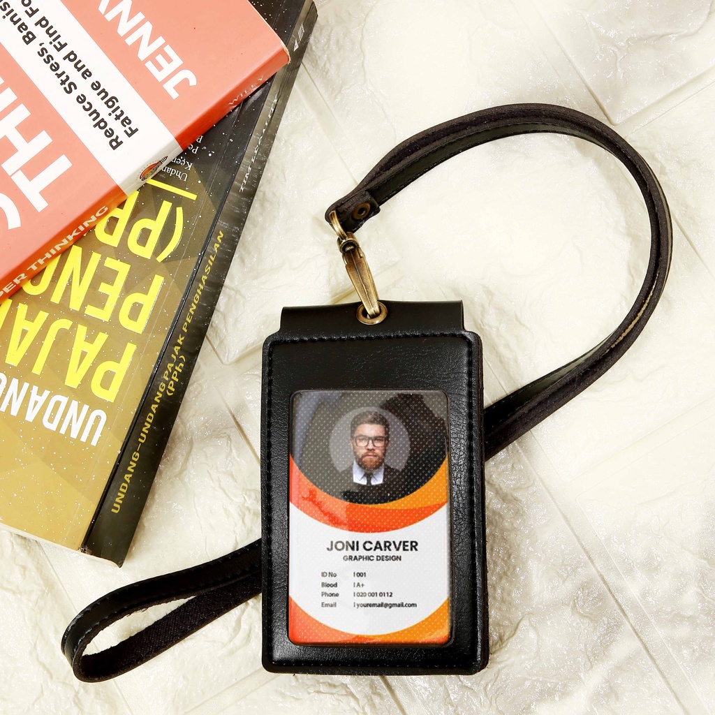 GANTUNGAN Name Tag ID Card Holder/Organizer/Name Card Hanger/Leather ...