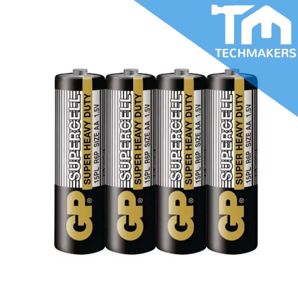 4pcs of Battery AA / 2A 1.5v GP Supercell Cell Long Lasting Super Heavy ...