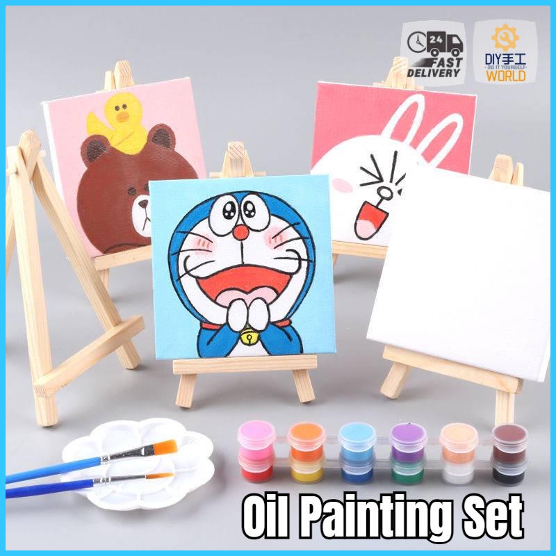 DIY Oil Canvas Painting Set for kids With Pigment and Drawing Board ...