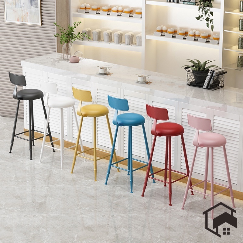 Nordic Bar Stool Modern Minimalist Light Luxury High Stool Backrest ...