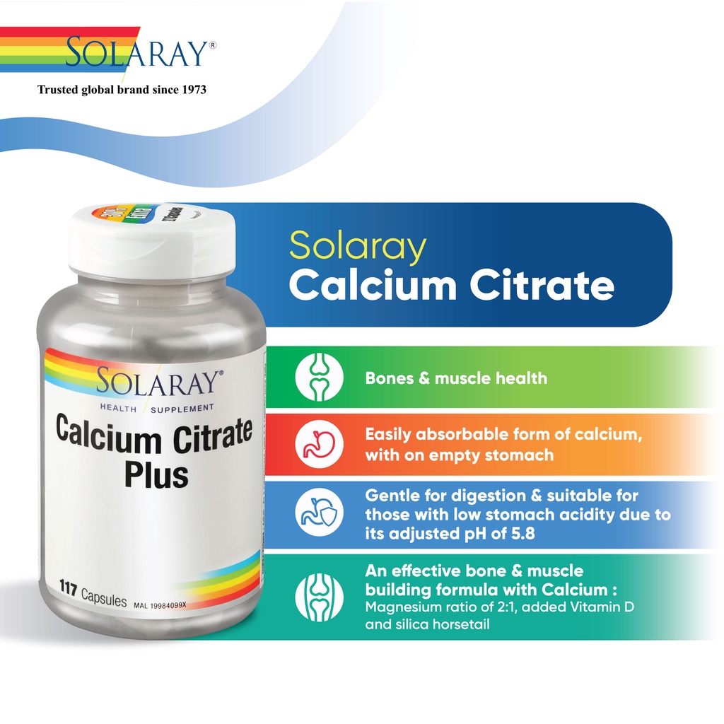 Solaray Calcium Citrate Plus Supporting Bones & Muscle Health [Exp:31/1 ...