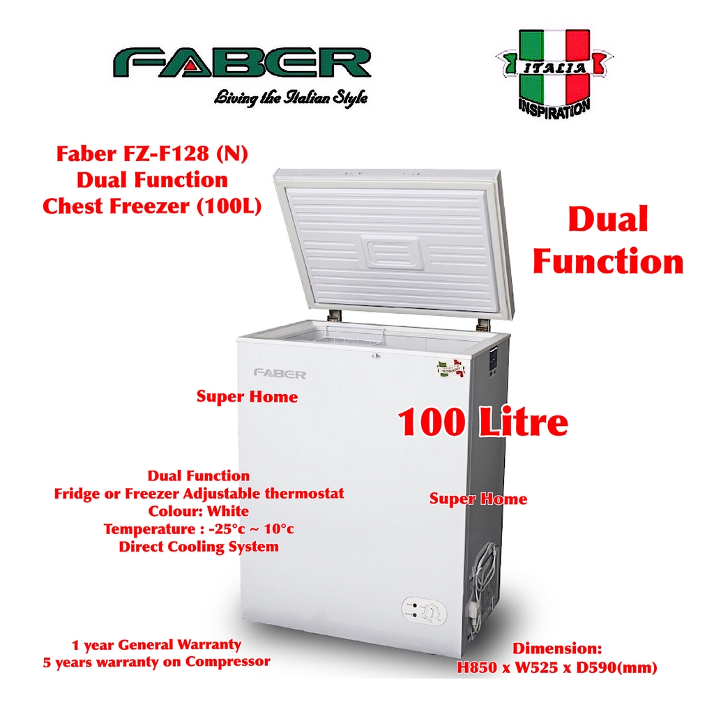 Faber Chest Freezer FZ-F128 (N) Dual Function Chest Freezer (100L ...