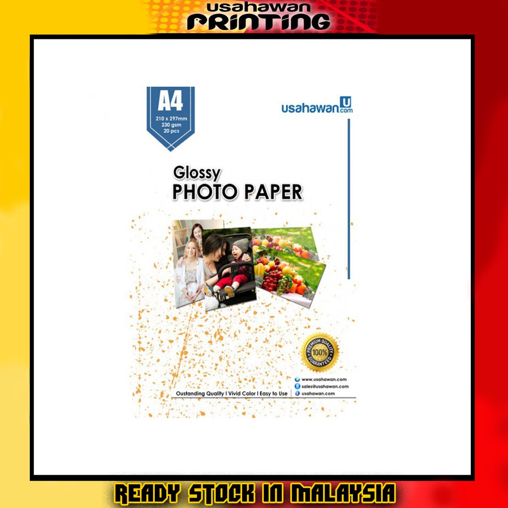 Photo Frame / Artcard Paper Single Side Inkjet Glossy - 180gsm A4 (20 ...