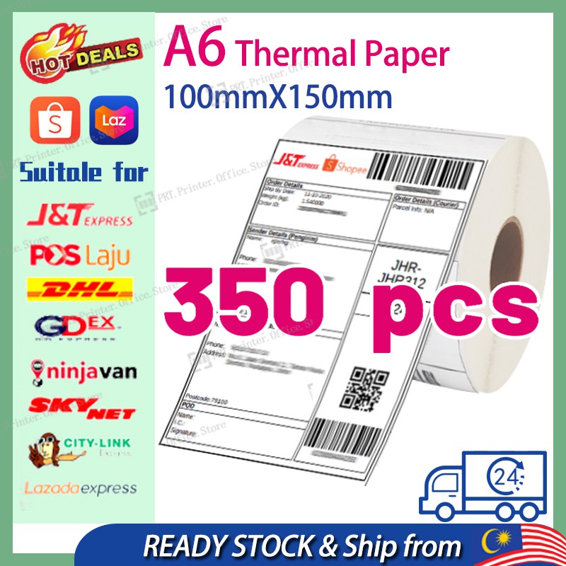 A6 Thermal Paper 105 *148mm Sticker Label Shopee Lazada Waybill ...