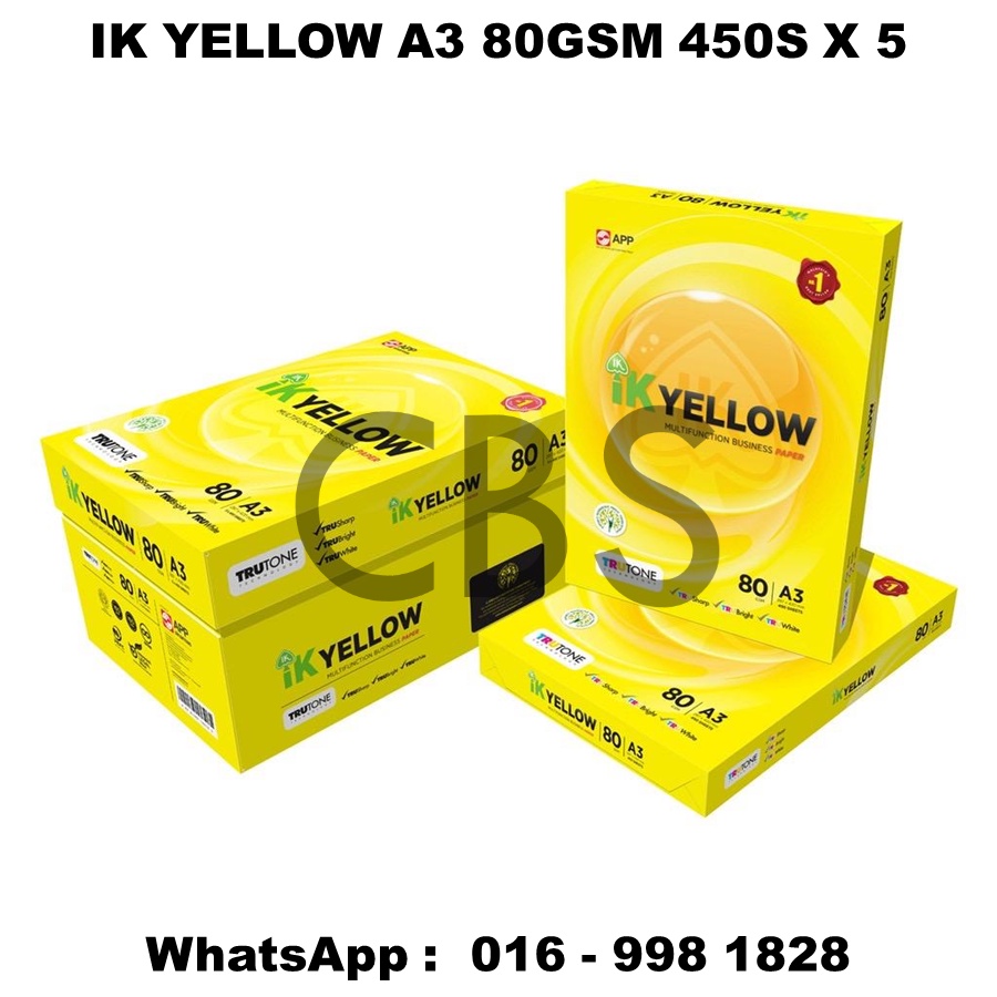 IK Yellow A3 Paper 80gsm 450sheets White Printing Photocopy Cetak Copy ...