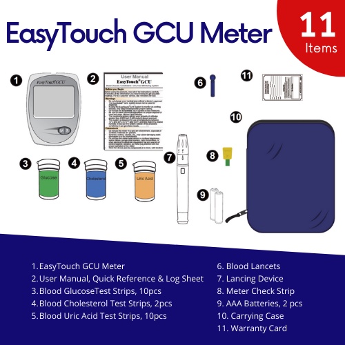 [🎁 𝐅𝐑𝐄𝐄 𝐆𝐈𝐅𝐓𝐒] EasyTouch GCU 3In1 Glucose-Cholesterol-Uric Acid Blood ...