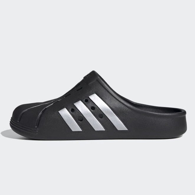 ADIDAS ADILETTE CLOGS - Core Black / Silver Metallic / Core Black ...