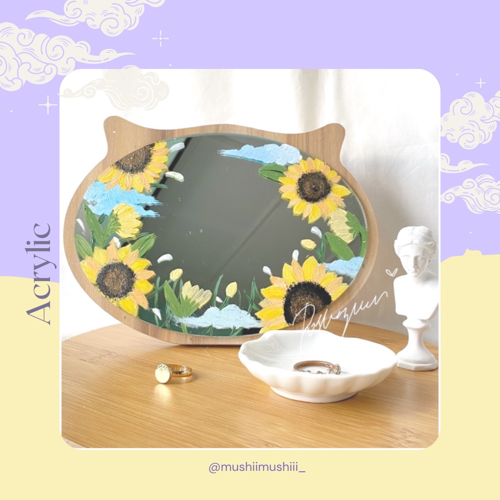 Cute Aesthetic Cat Ear Mirror + paintings (READYSTOCK) | Shopee Malaysia