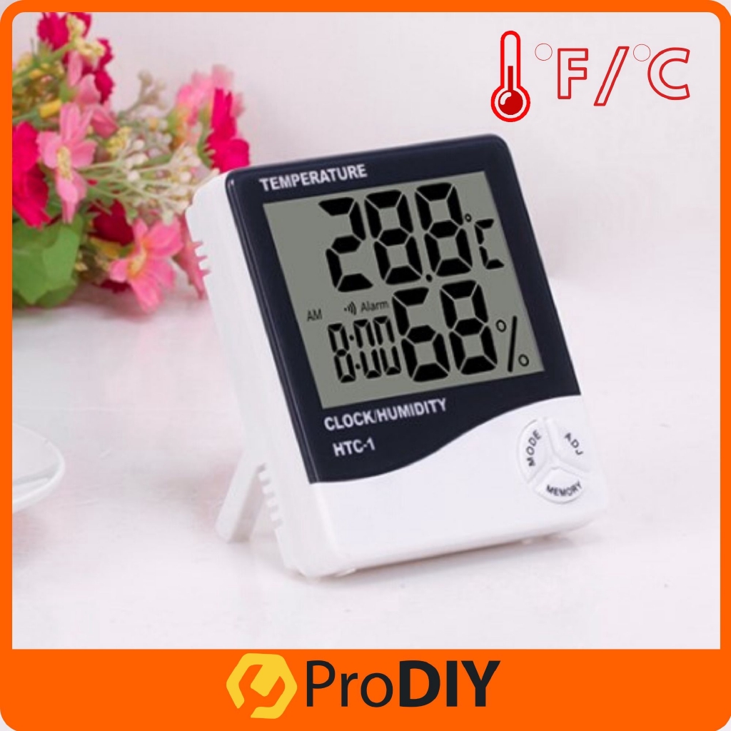 Temperature And Humidity Meter HTC-1 Thermometer With Hygrometer Clock ...