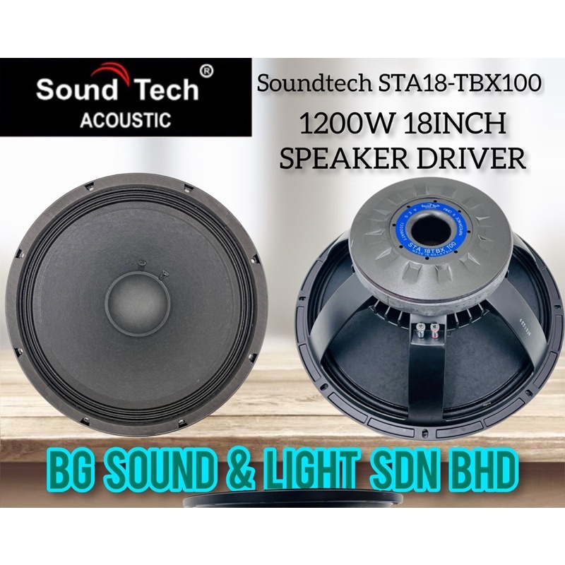 SOUNDTECH STA18TBX100 1200Watt 18INCH 8OHM AES 4INCH VOICE COIL SPEAKER ...