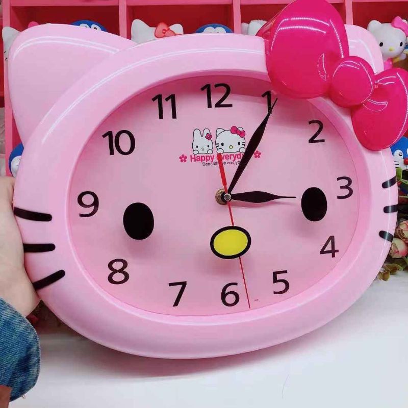 Hello Kitty Wall Silent Head Cute Clock/Jam Dinding Comel Hello Kitty ...