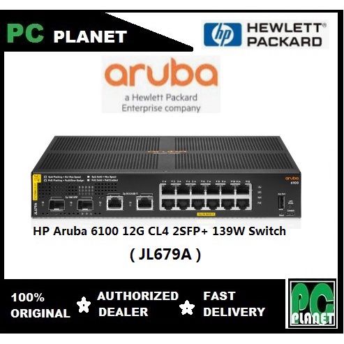 HPE Aruba 6100 12G CL4 2SFP+ 139W Switch ( JL679A ) | Shopee Malaysia