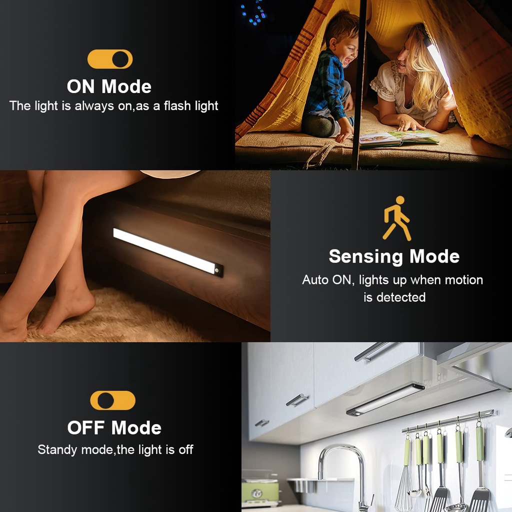 【Upgrade】ULTRA-SLIM Smart Motion Sensor LED Night Light 3-color ...