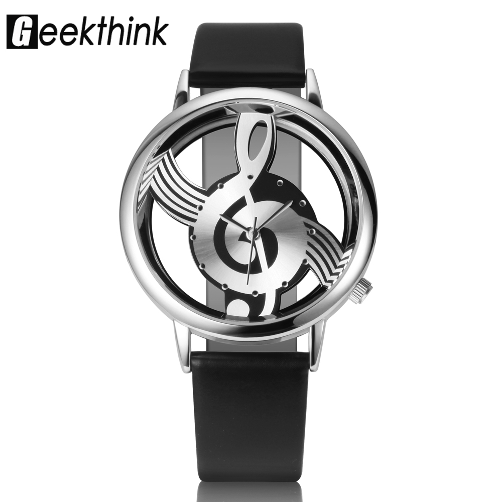 GEEKTHINK Unique Women Quartz Watch Ladies Hollow Musical leather strap ...