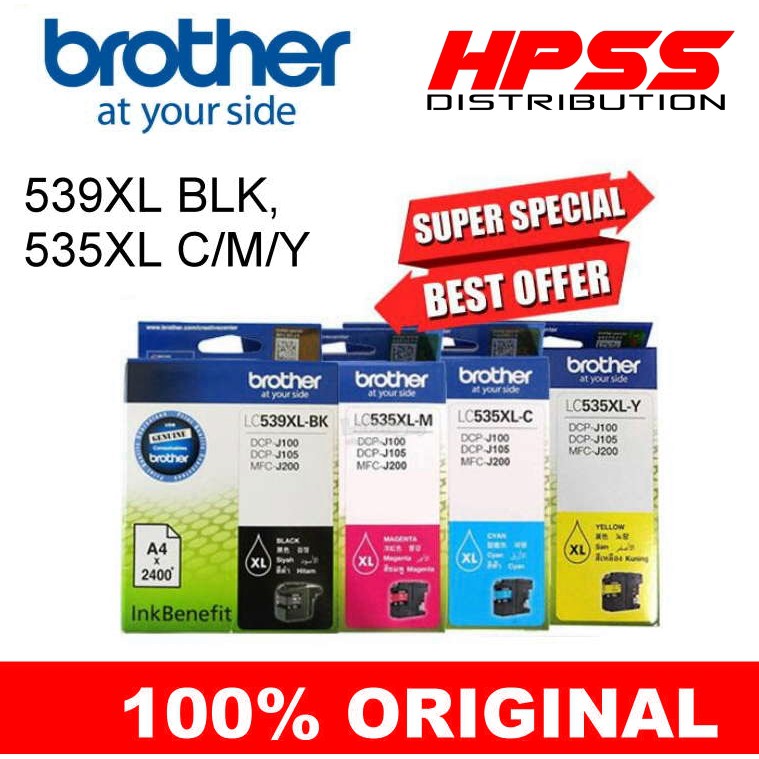 ORIGINAL BROTHER 539XL -BK LC535XL-C LC535XL-M LC535XL-Y Ink Cartridge ...